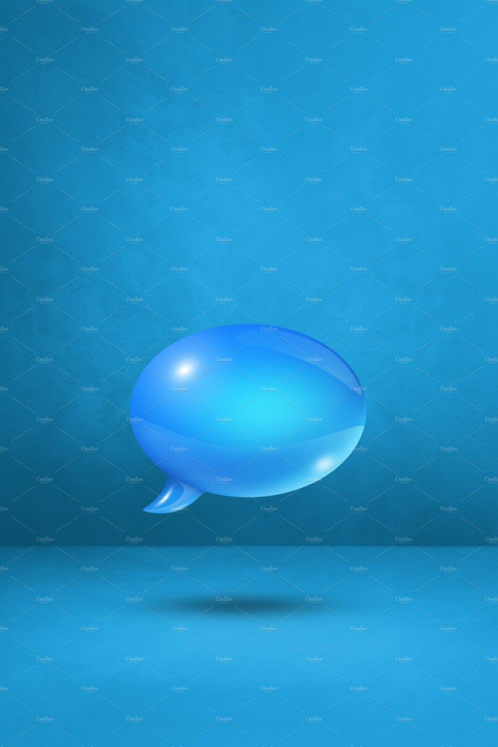 Blue speech bubble on cyan vertical background – MasterBundles