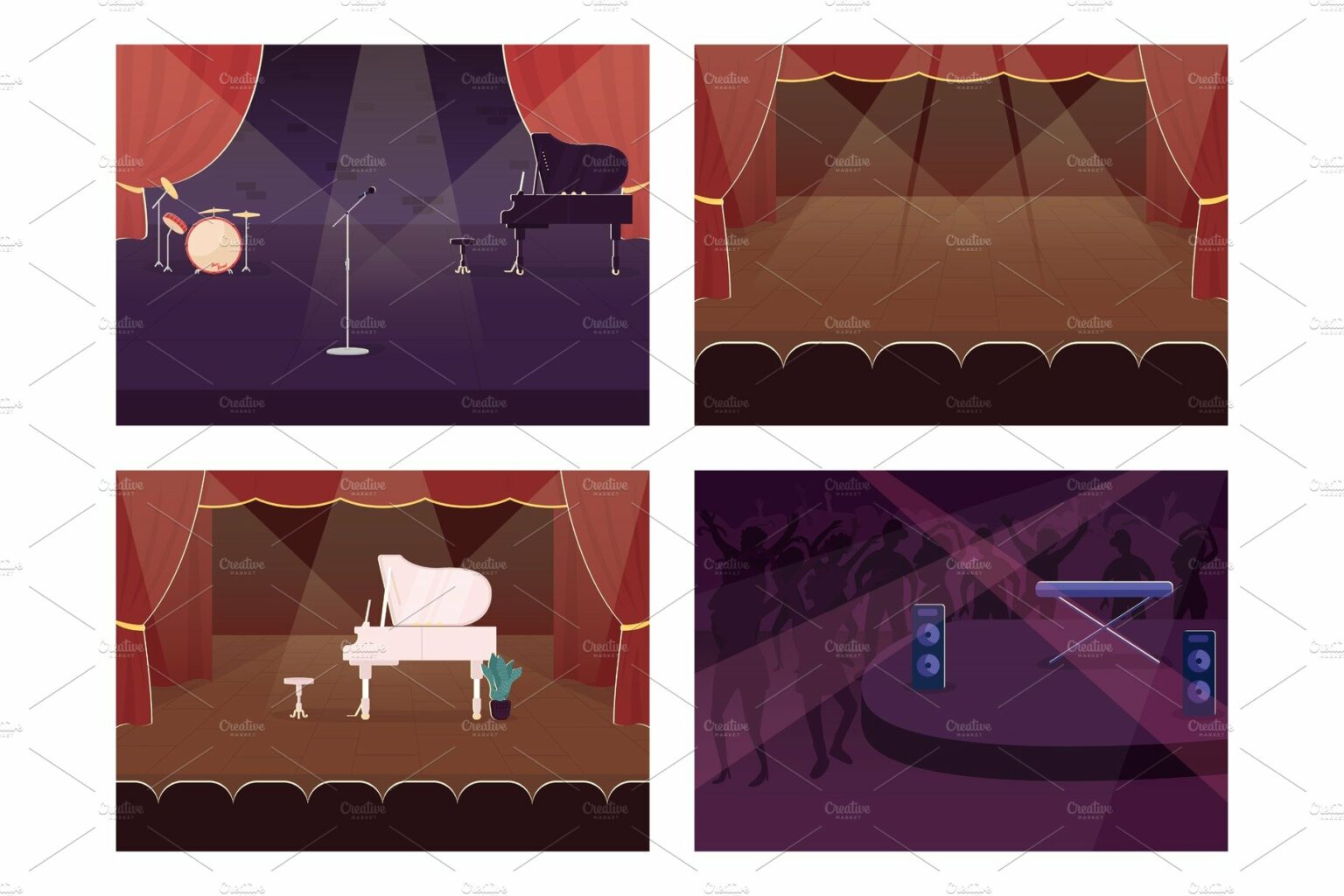 Empty music stage illustration set – MasterBundles