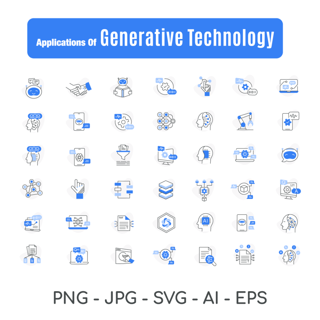 Applications of generative technology Icons. Editable Stroke Vector SVG ...
