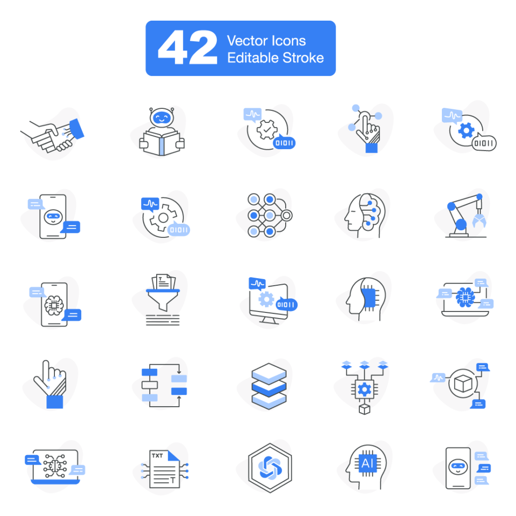 Applications of generative technology Icons. Editable Stroke Vector SVG ...