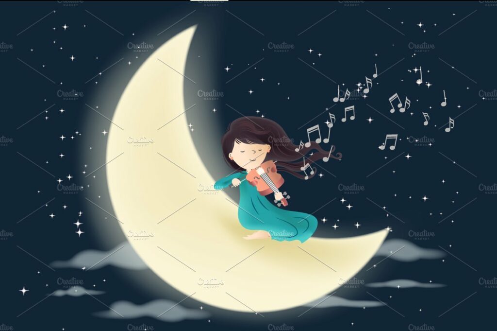 Playing violin on the moon – MasterBundles