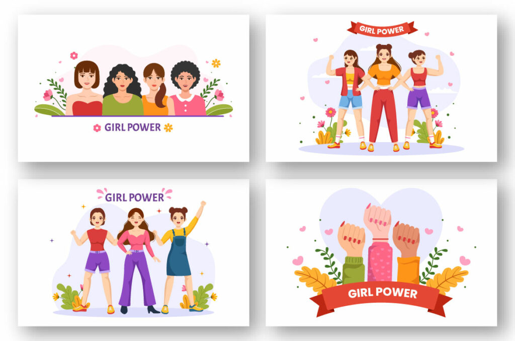 11 Girl Power Vector Illustration - MasterBundles