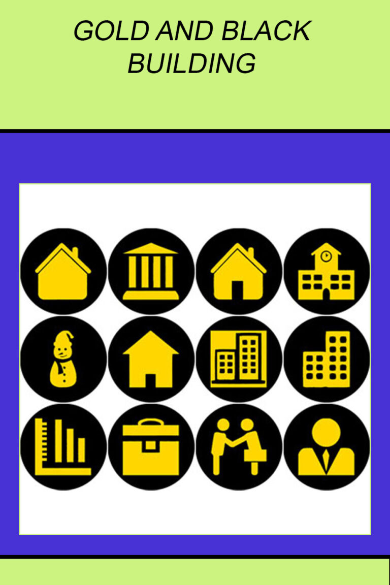 GOLD AND BLACK BUILDING ICONS - MasterBundles