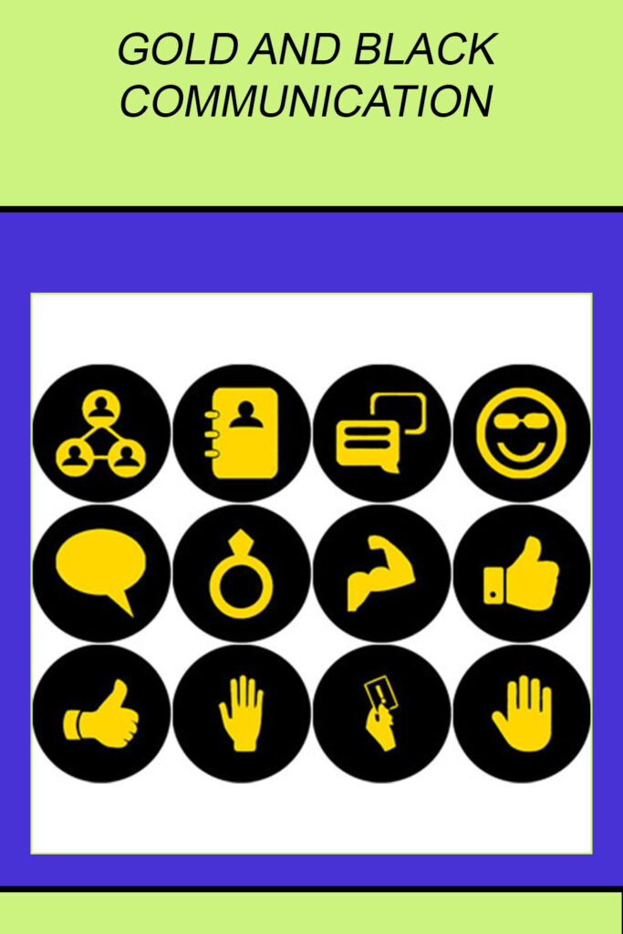 GOLD AND BLACK COMMUNICATION ICONS - MasterBundles