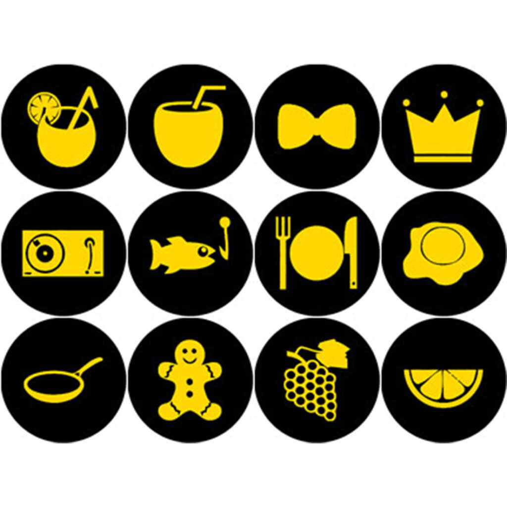 GOLD AND BLACK FOOD ROUND ICONS - MasterBundles