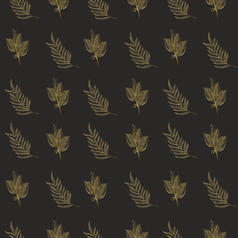Golden Leaf Seamless Pattern - MasterBundles