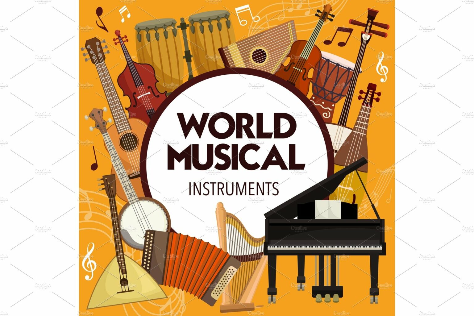 Piano, guitar, drums, violin – MasterBundles
