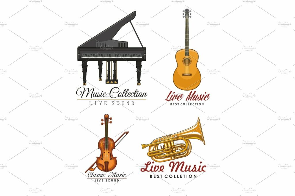 Vector icons set for music concert labels – MasterBundles