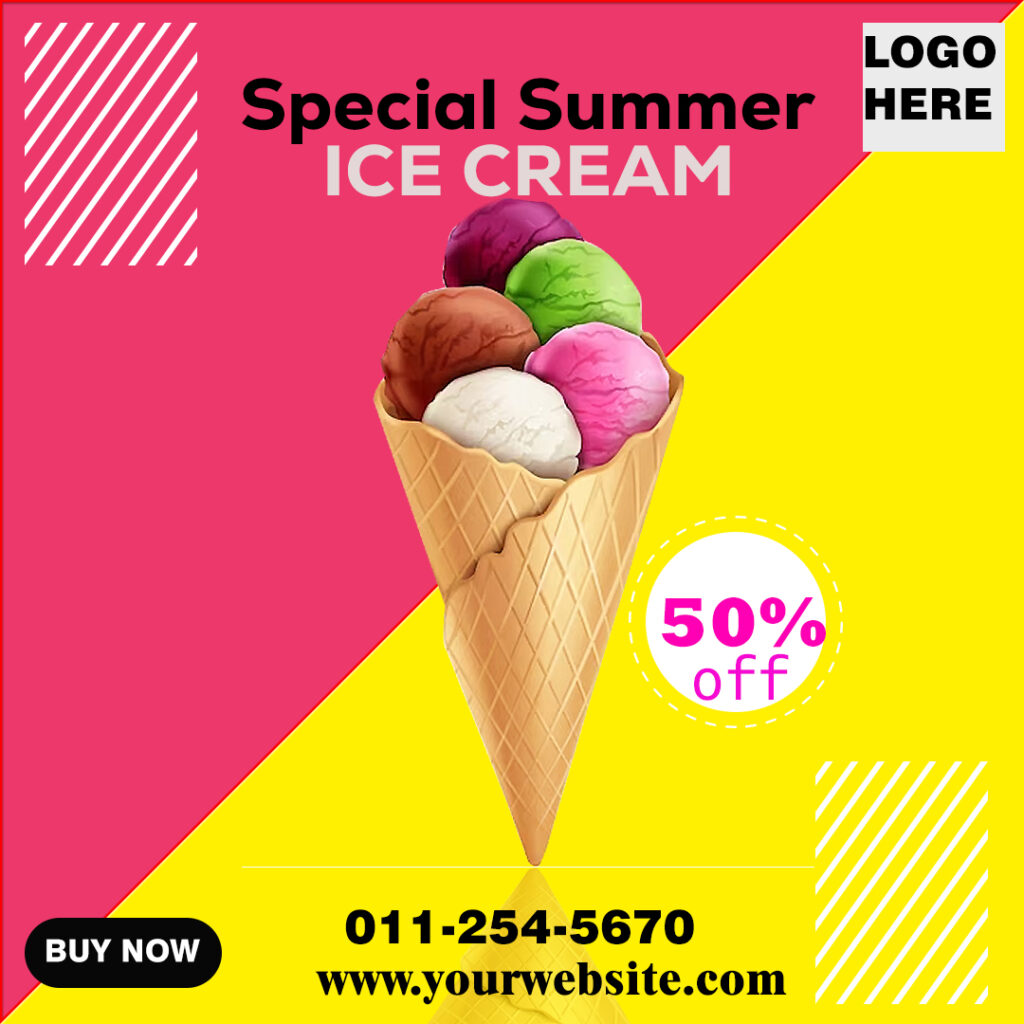 4 high quality ice cream social media ads templates - MasterBundles