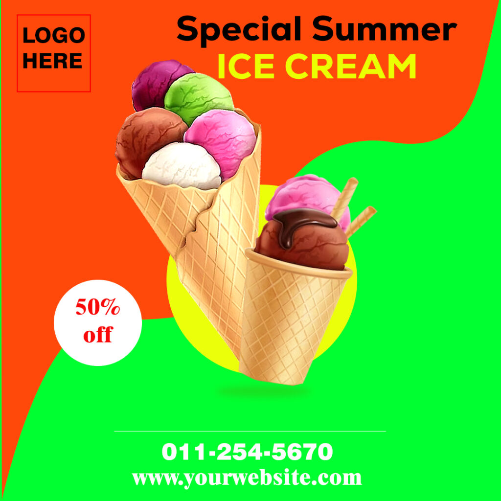 4 high quality ice cream social media ads templates - MasterBundles