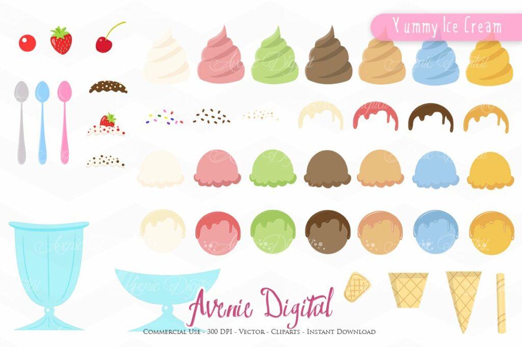Yummy Ice Cream Clipart - Vectors – MasterBundles