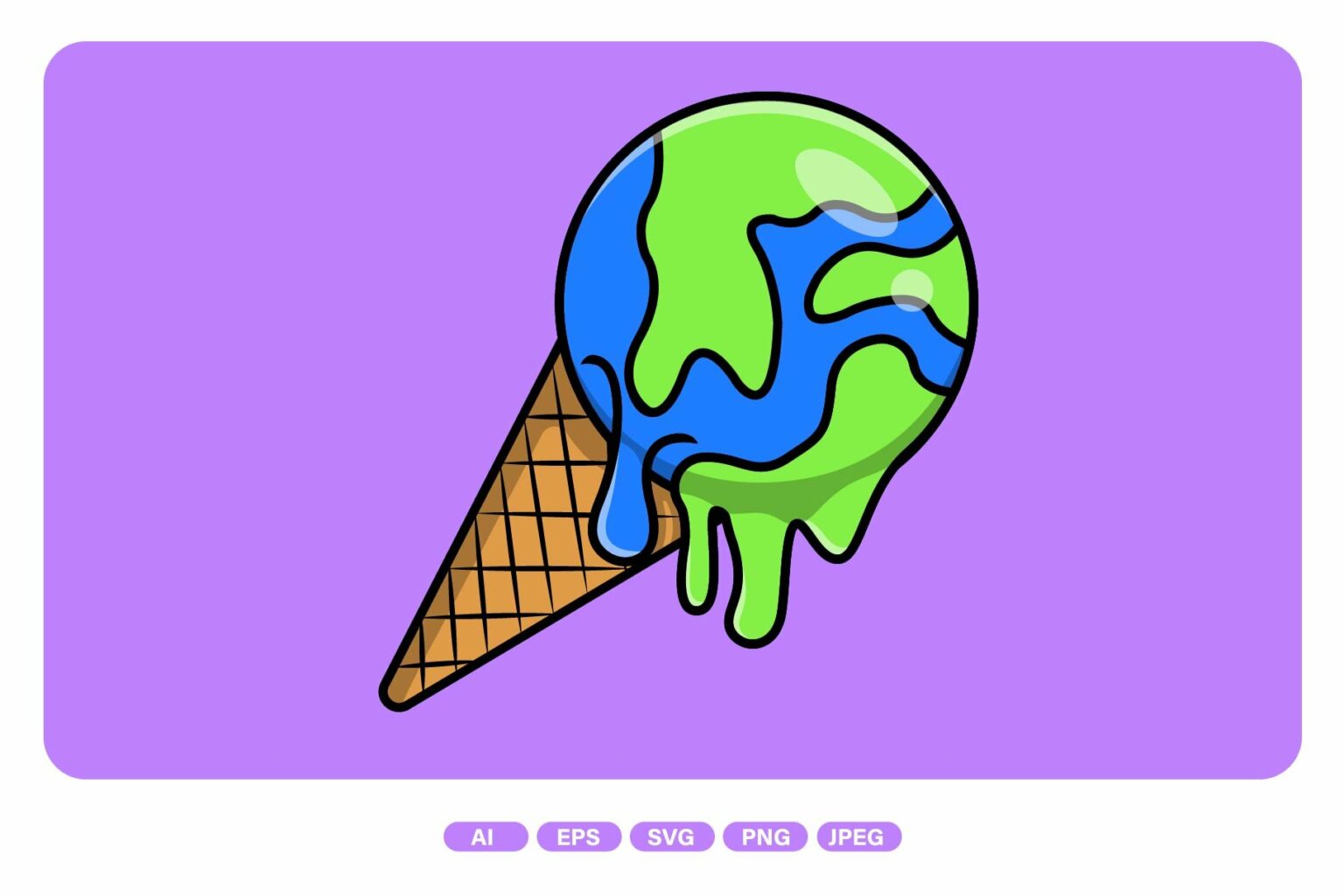 Ice Cream Earth Drip Melted Cartoon – MasterBundles