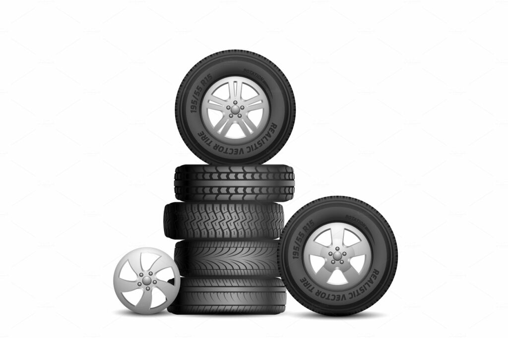 Rubber tires. Isolated realistic car – MasterBundles