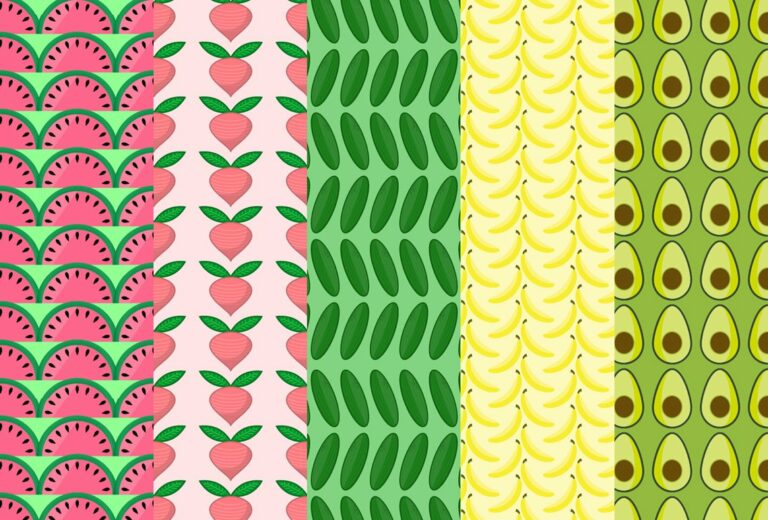 5 Fruit and Vegetable patterns – MasterBundles