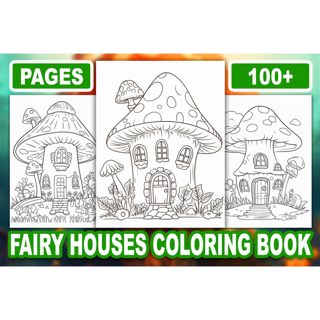 Fairy Houses Coloring Book Pages for Adults