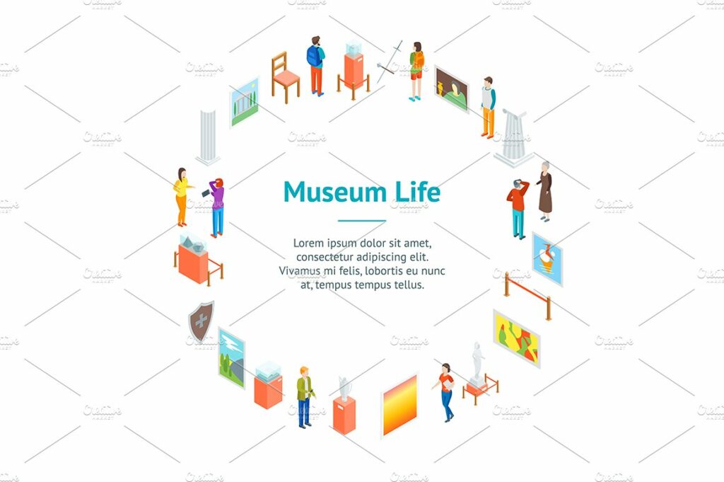 Museum Concept Isometric View. – MasterBundles