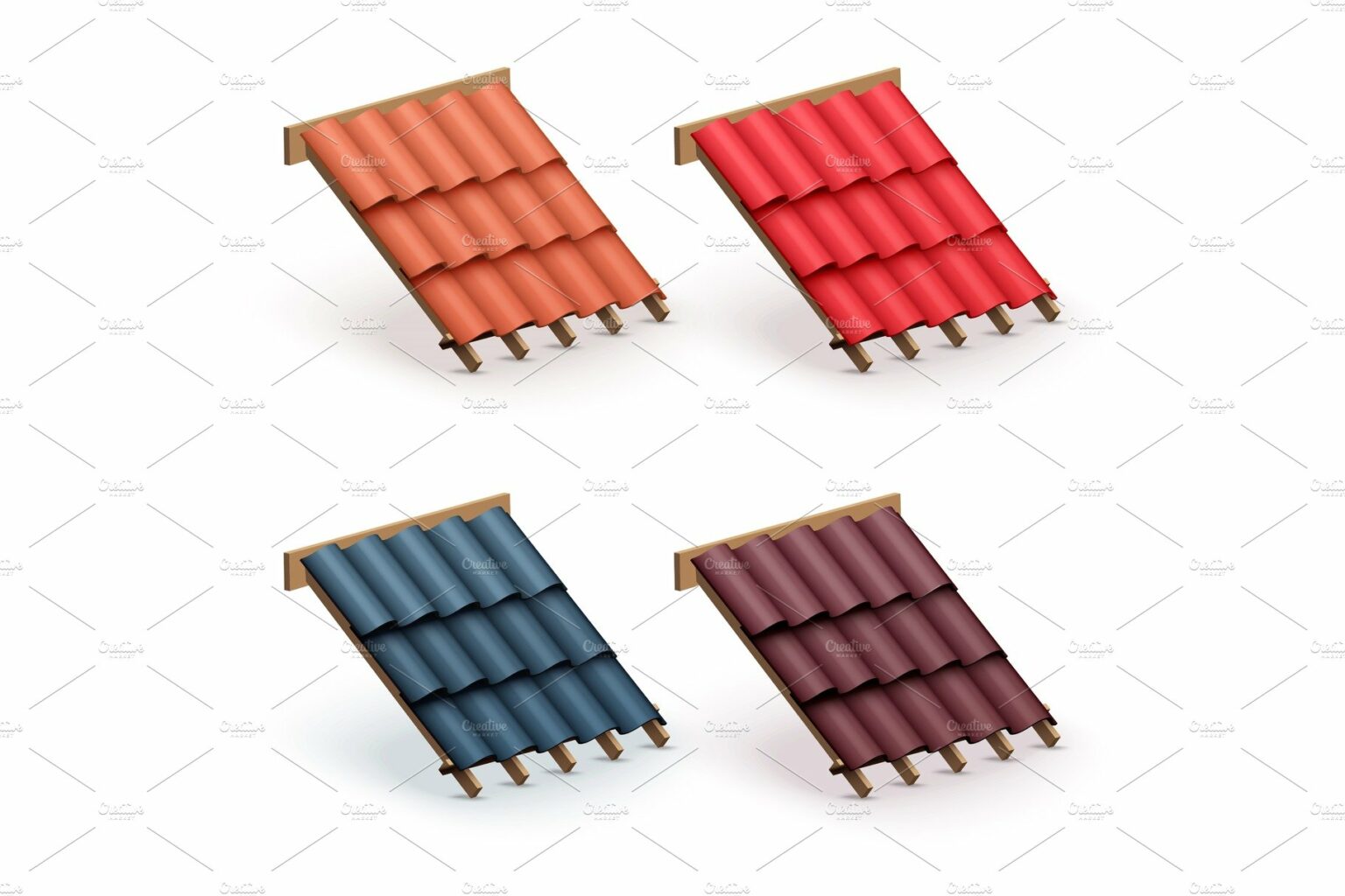 Set of Ceramic Tiles Cover on Roof – MasterBundles