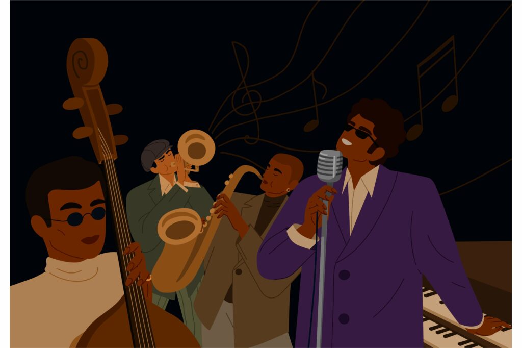 Musicians playing jazz in band set – MasterBundles