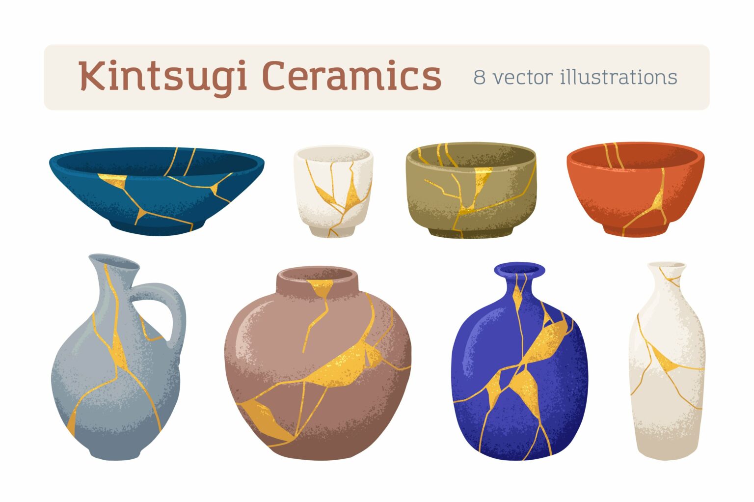 Kintsugi ceramic pottery set – MasterBundles