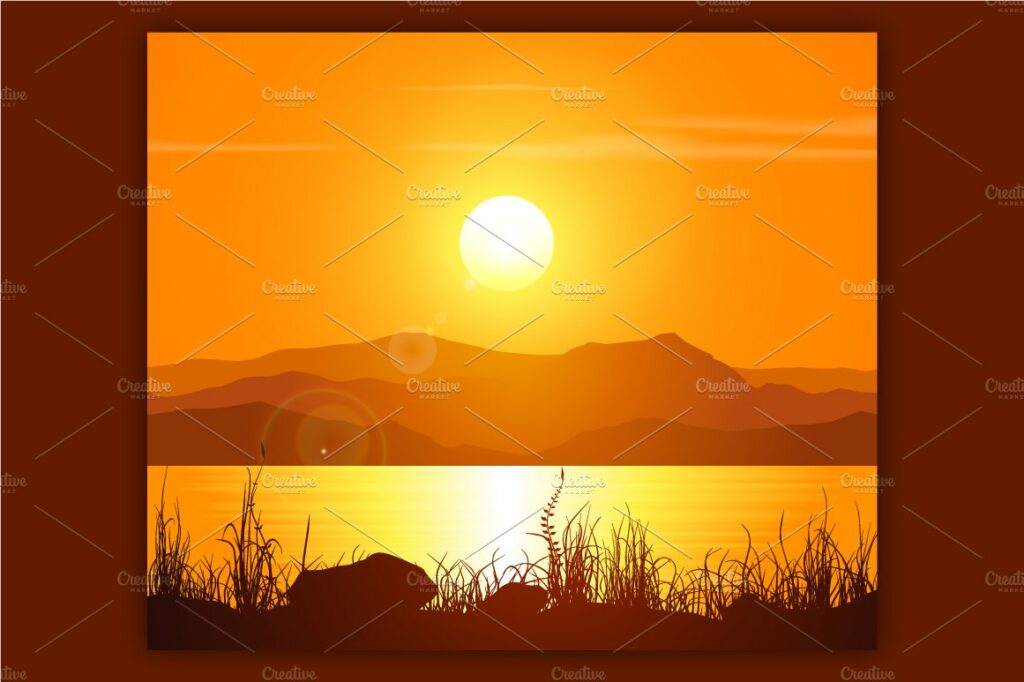 Sunset Landscapes Vector Set – MasterBundles