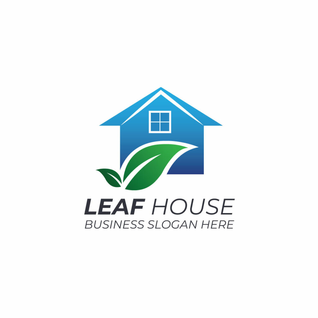 Simple Leaf House Logo Design Concept. - MasterBundles