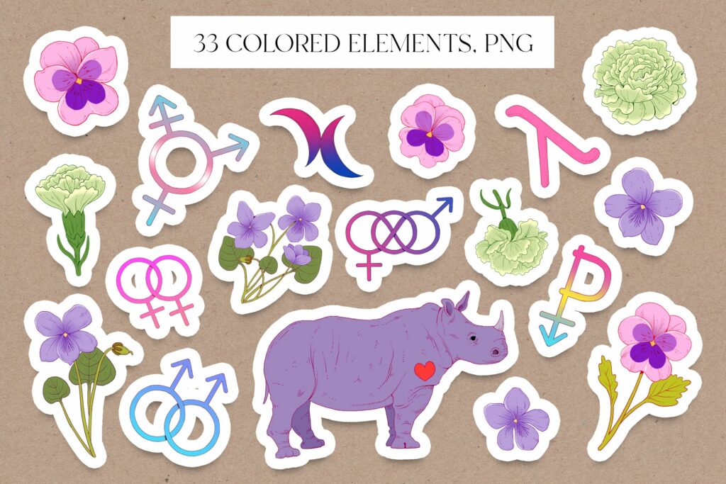LGBT flowers & symbols. Pride Month – MasterBundles