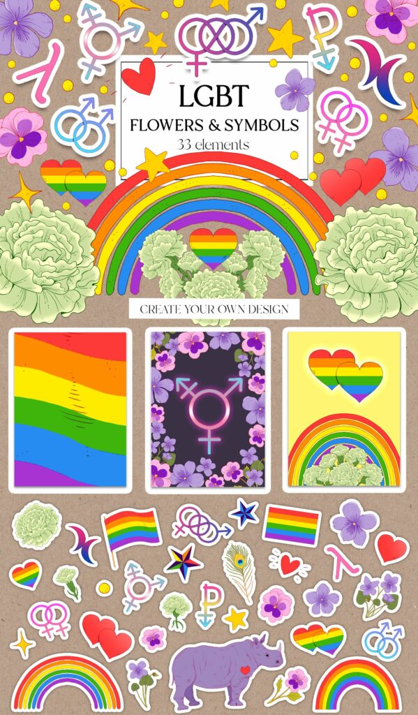 LGBT flowers & symbols. Pride Month – MasterBundles