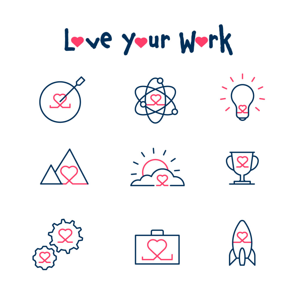 Passion at Work: Vector Icon Bundle for Loving Your Job and Career ...