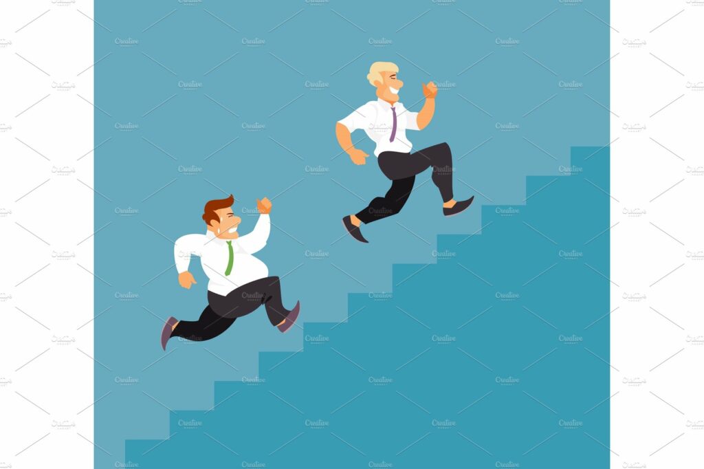Business men running up the stairs – MasterBundles