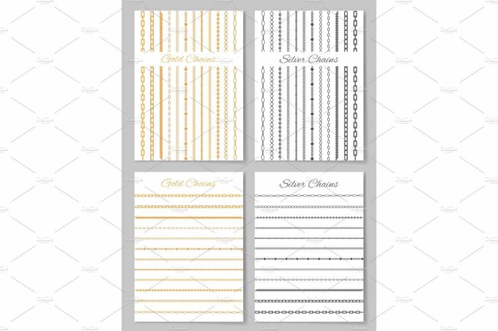Gold and Silver Chains Posters Vector Illustration – MasterBundles