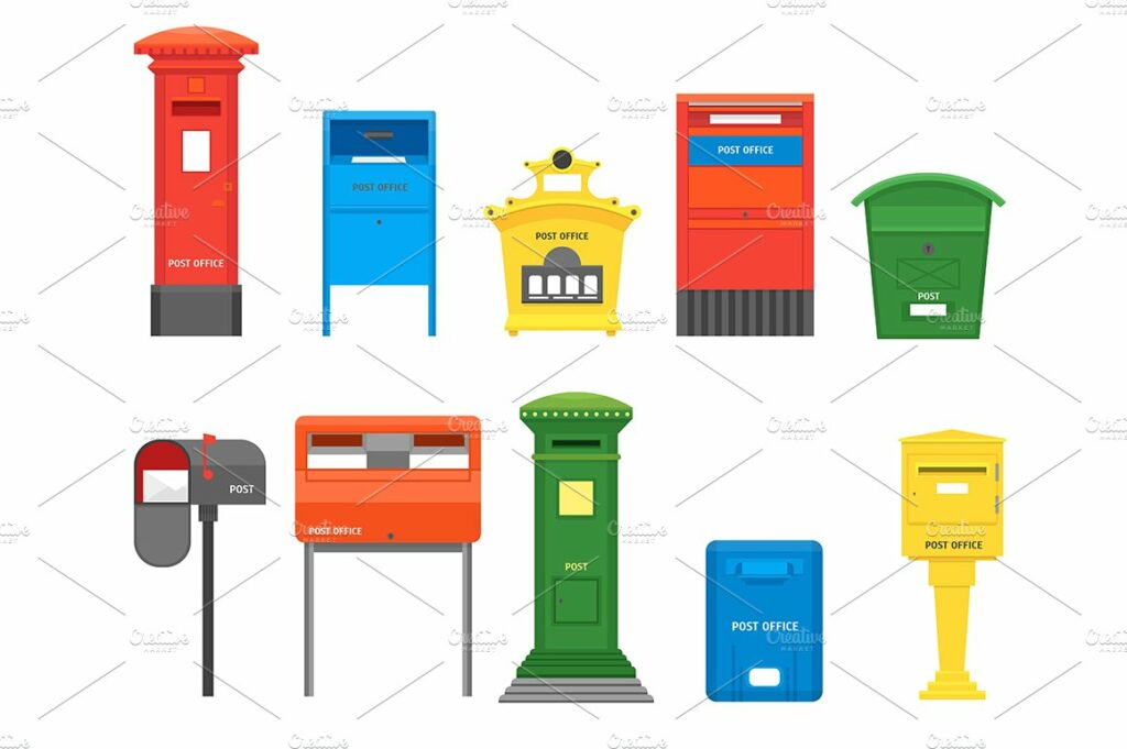 Cartoon Color Mail Box Set. Vector – MasterBundles