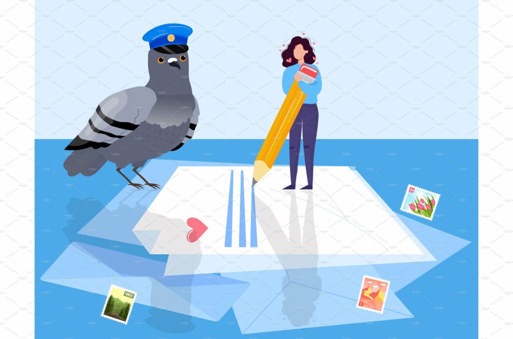 Mail mailbox, delivery pigeon letter – MasterBundles