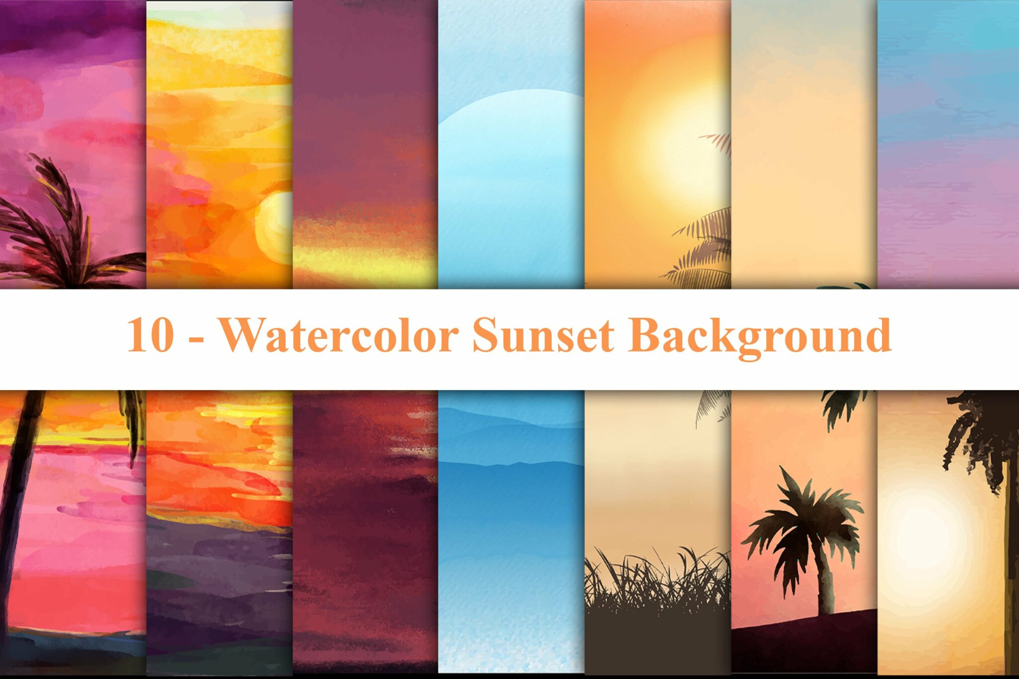 Watercolor Sunset Background – MasterBundles
