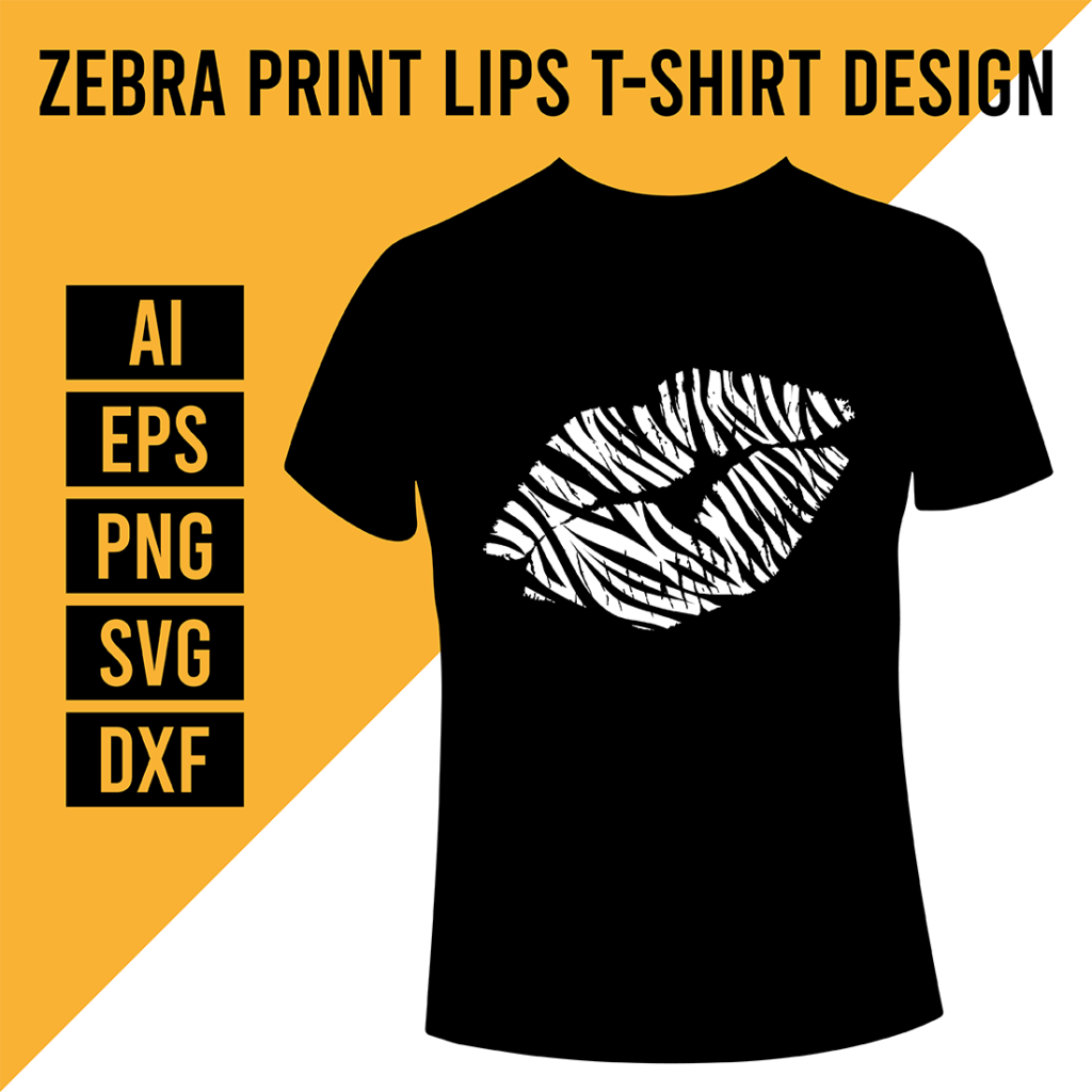 Zebra Print Lips T-Shirt Design - MasterBundles