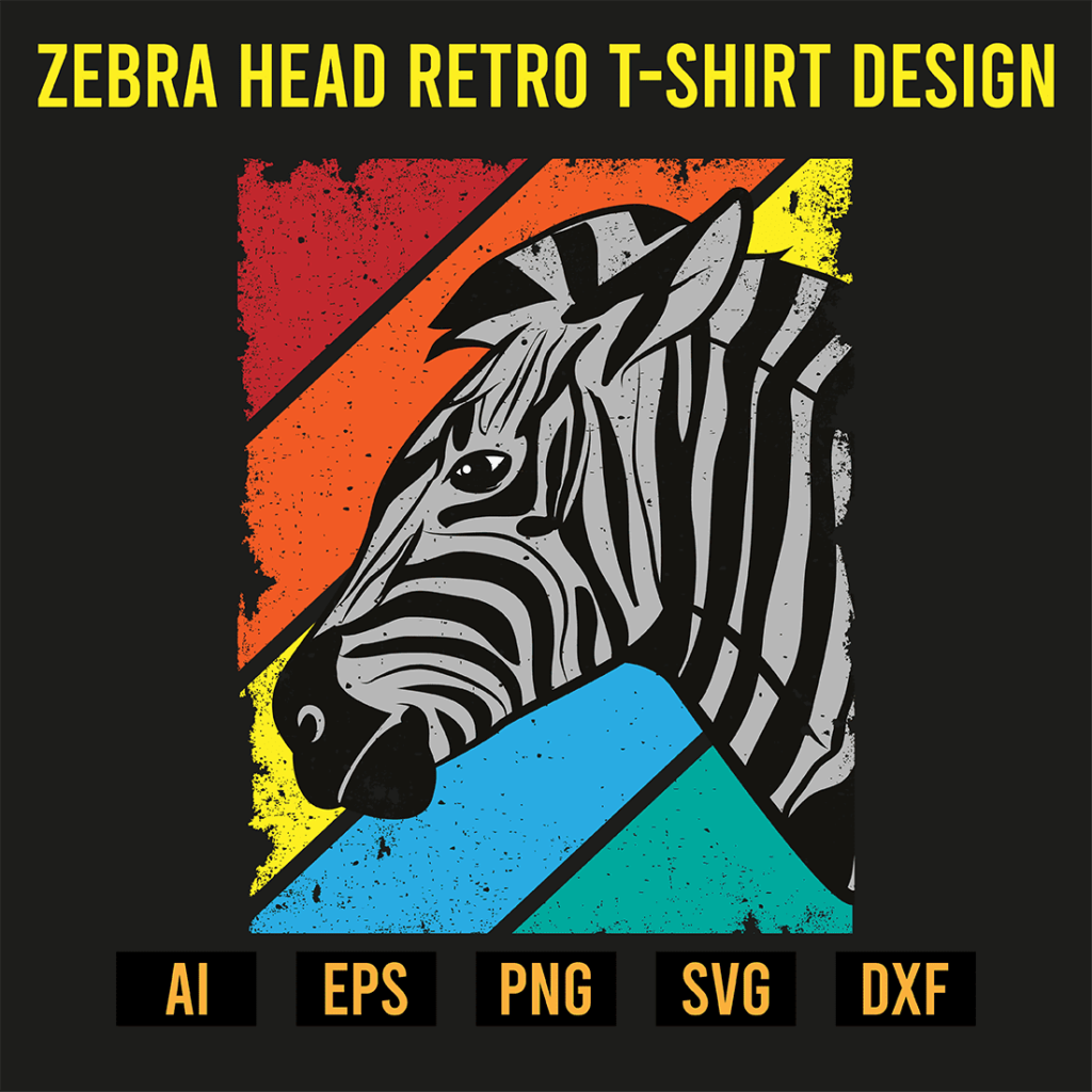 Zebra Head Retro T-Shirt Design - MasterBundles