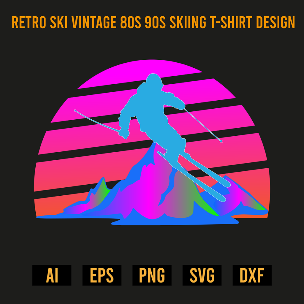 Retro Ski Vintage 80s 90s Skiing T-Shirt Design - MasterBundles