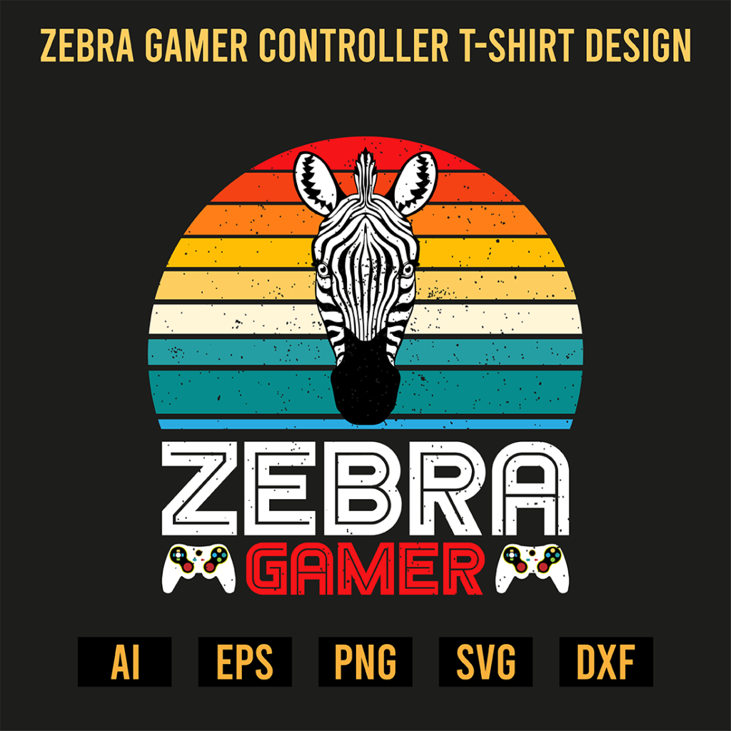 Zebra Gamer Controller T-Shirt Design - MasterBundles