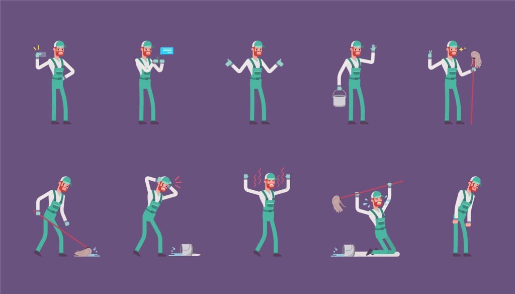 Male Cleaning Service Character Set – MasterBundles