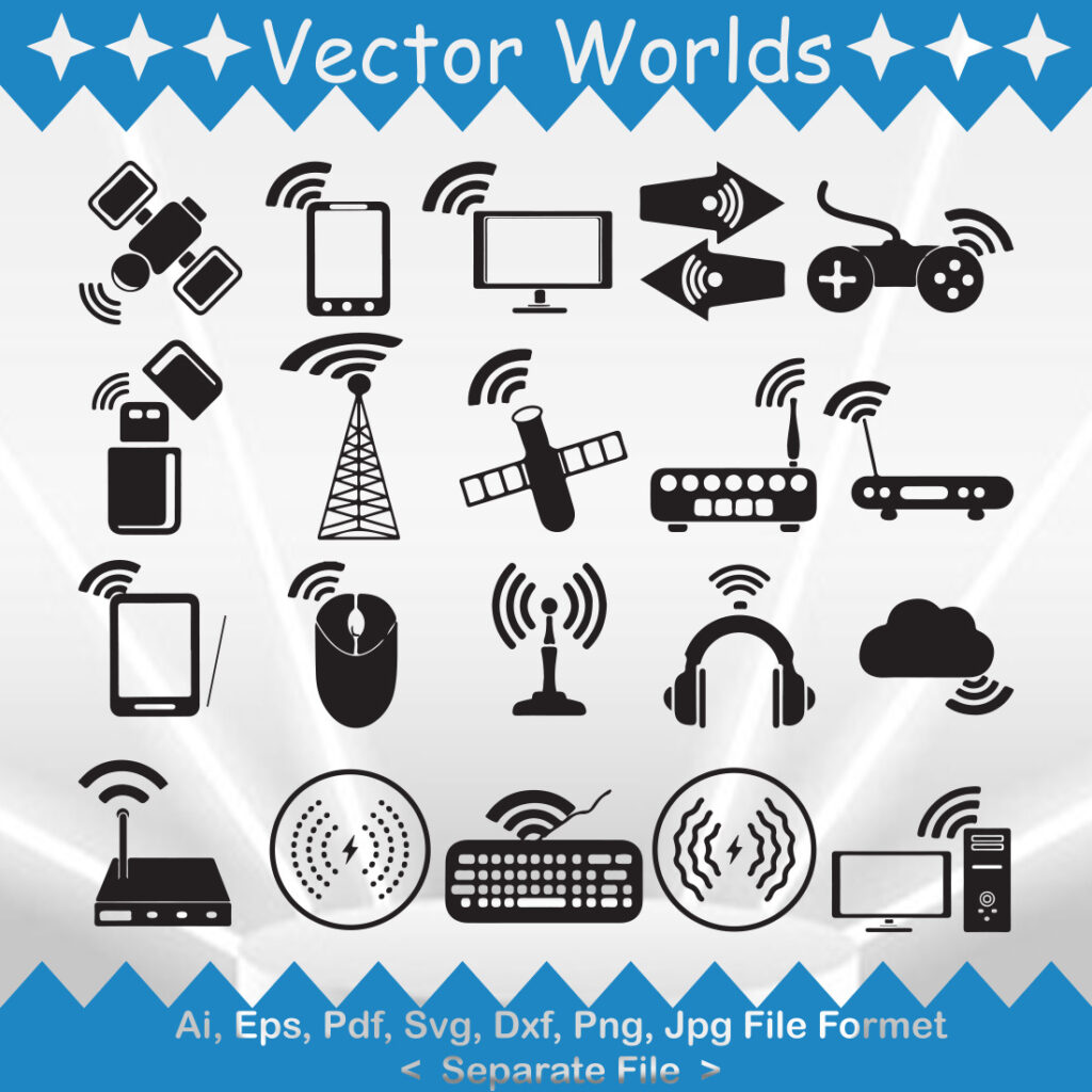 Black wireless SVG Vector Design. - MasterBundles