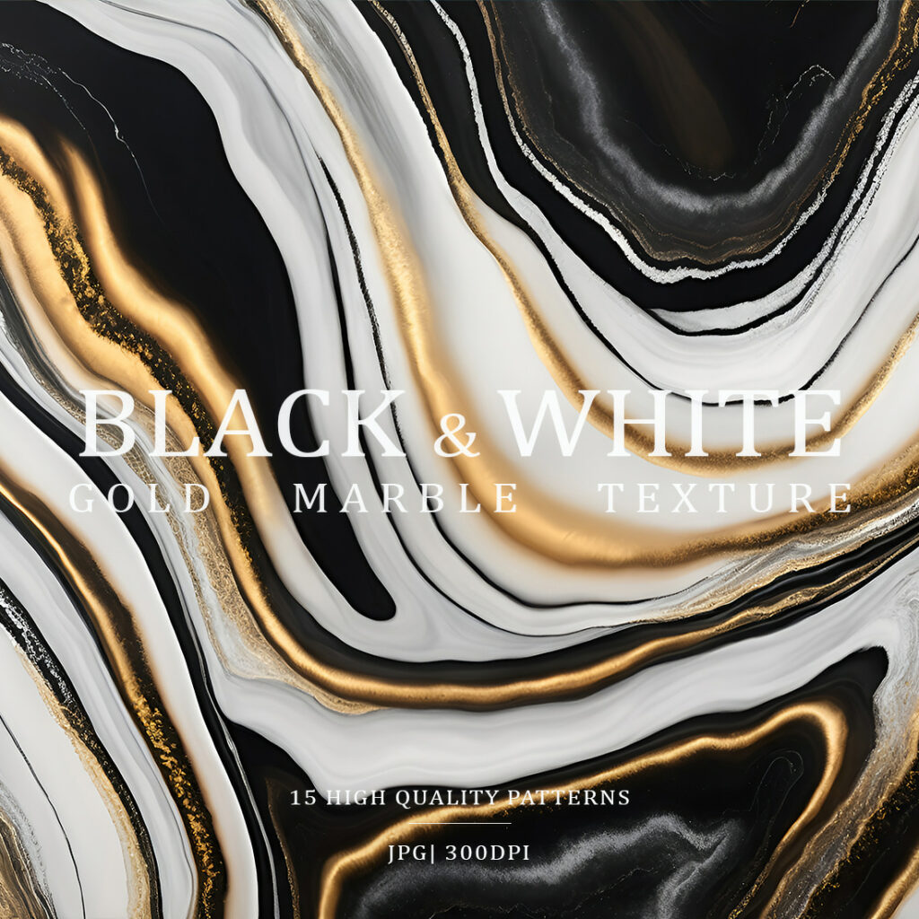 Black & White Gold Marble Textures - MasterBundles