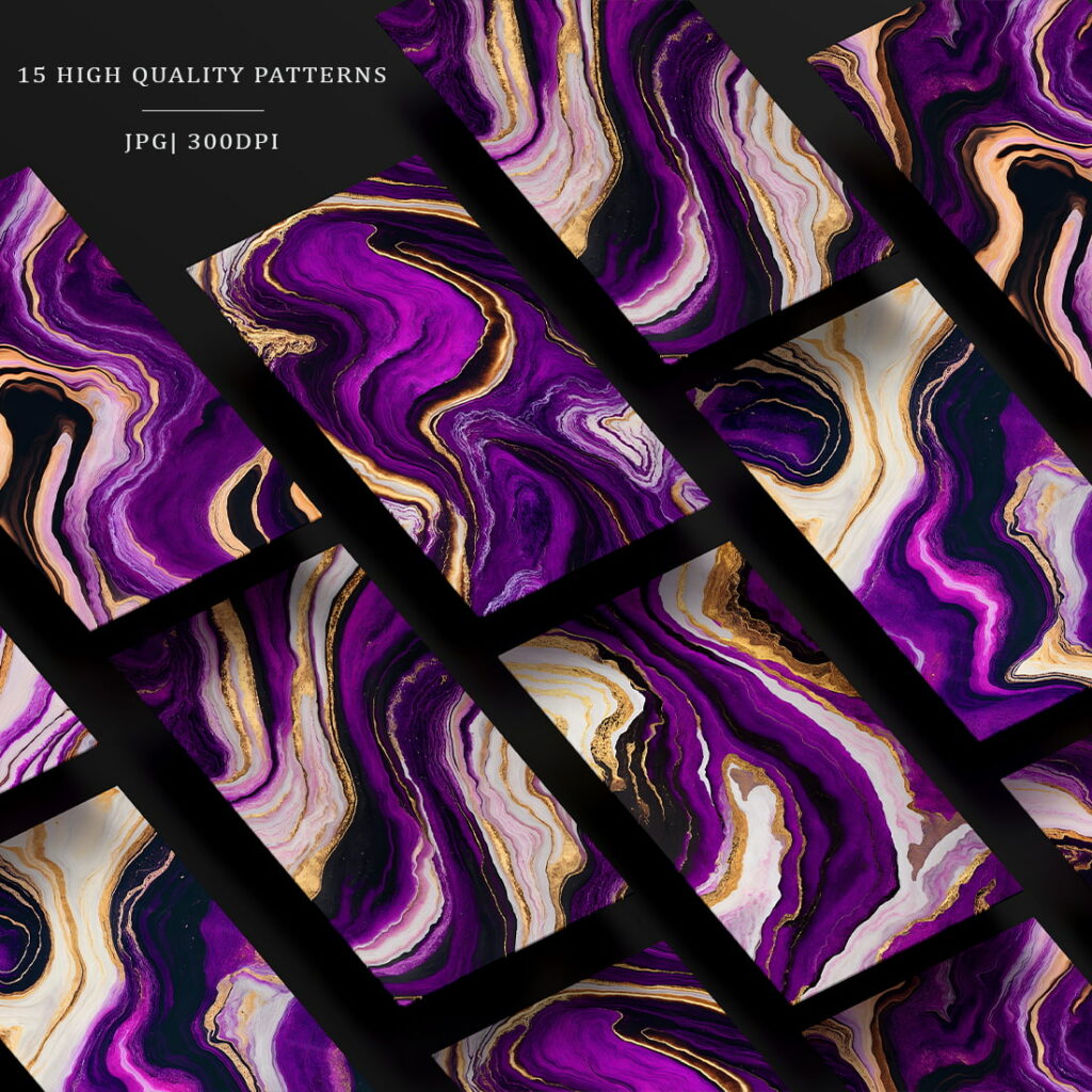 Purple Gold Marble Textures - MasterBundles