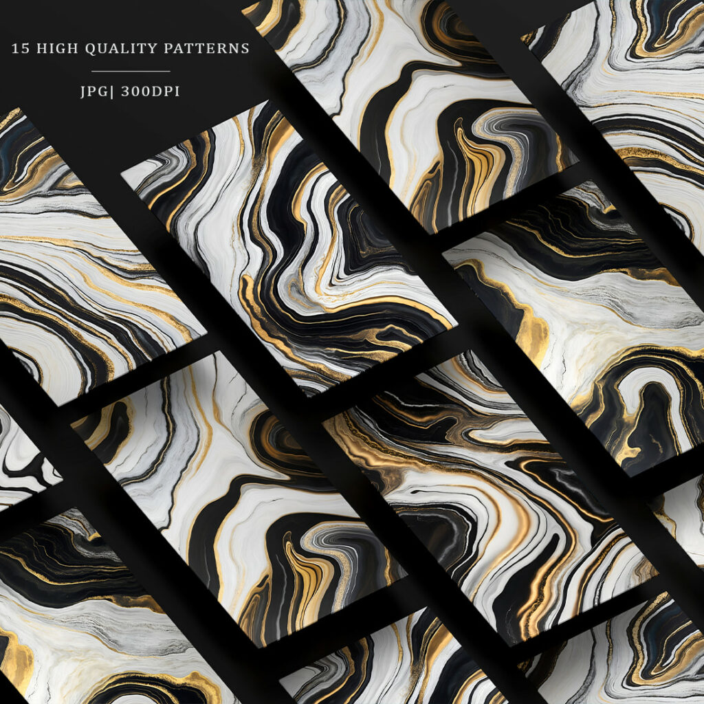 Black & White Gold Marble Textures - MasterBundles
