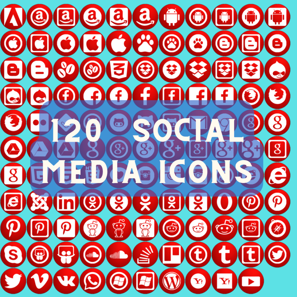120 RED GRADIENT SOCIAL MEDIA ICONS - MasterBundles