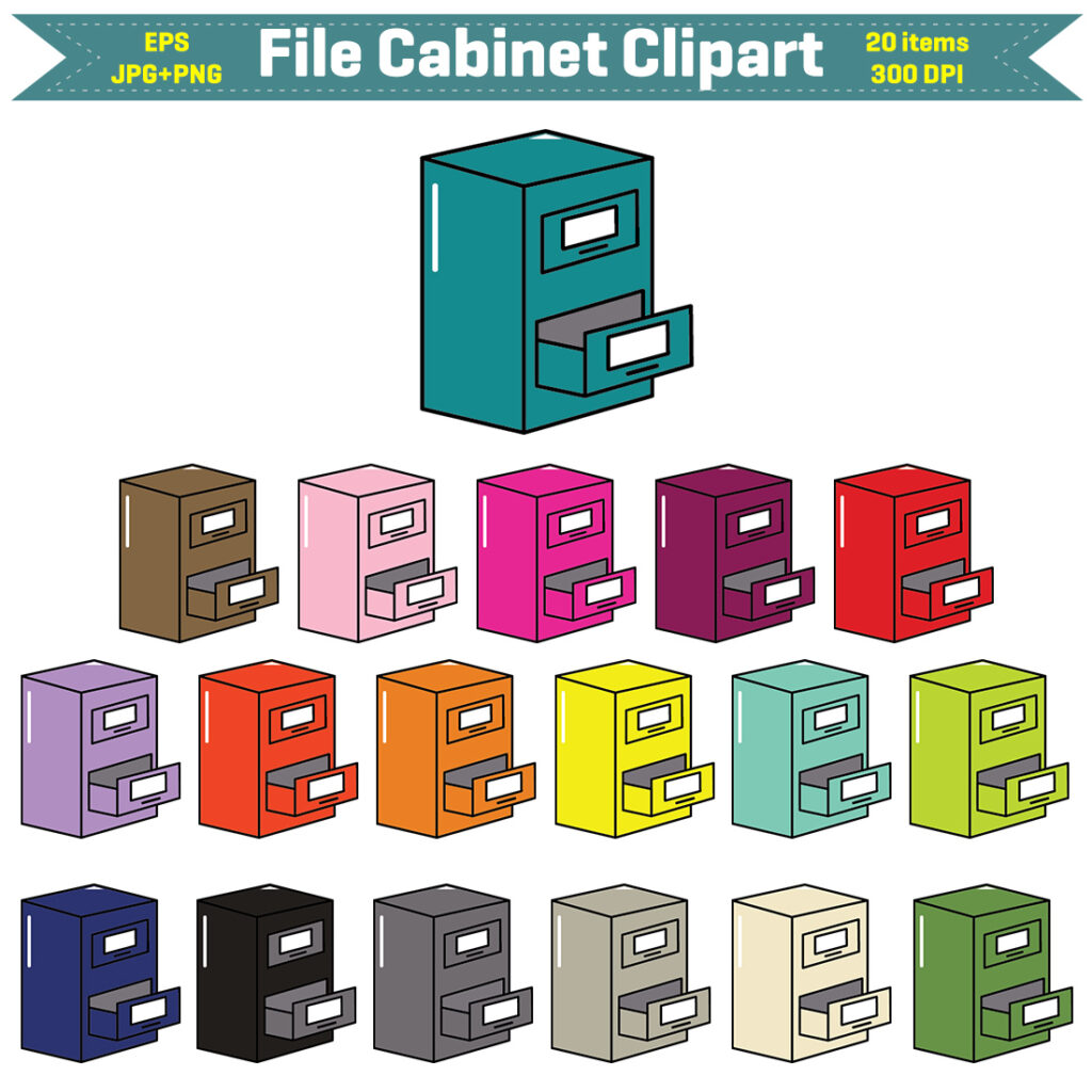 File Cabinet Clipart | File Archiver Clipart - MasterBundles, File ...