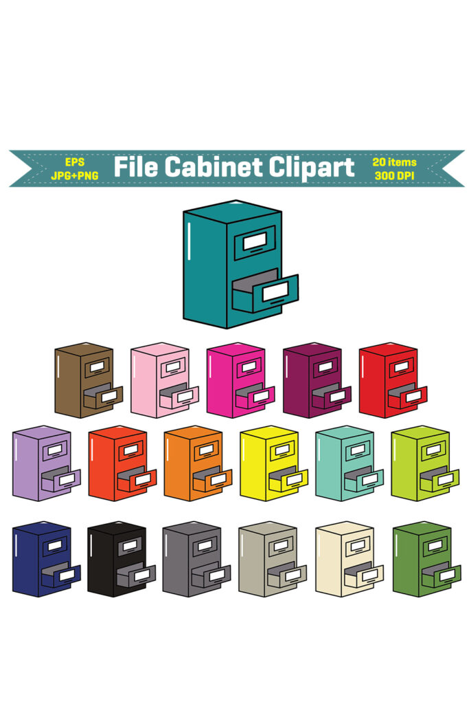 File Cabinet Clipart | File Archiver Clipart - MasterBundles, File ...
