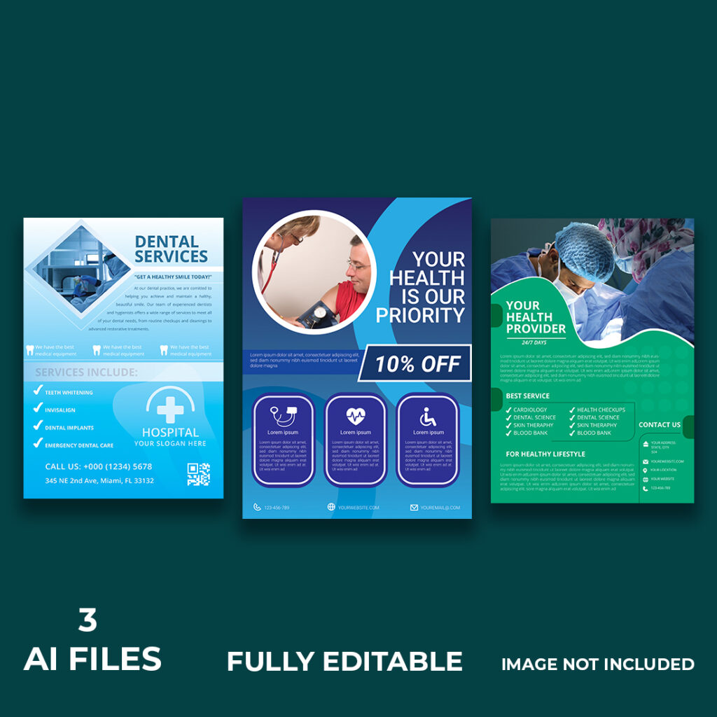 3 Healthcare Flyer Templates - MasterBundles