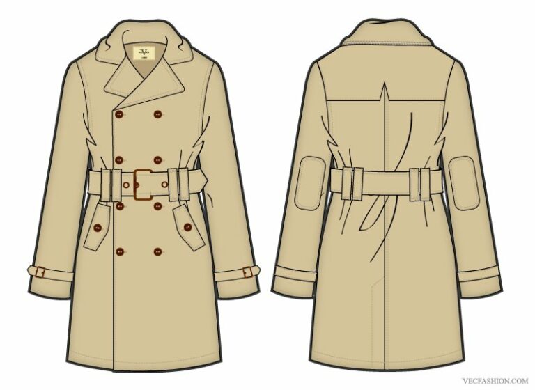 Men Trench Coat Vector Template – MasterBundles