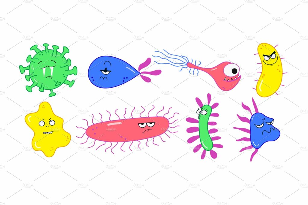 Cartoon cute microbes vector illustr – MasterBundles