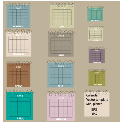 Mini calendar. Two bookmarks for books. - MasterBundles