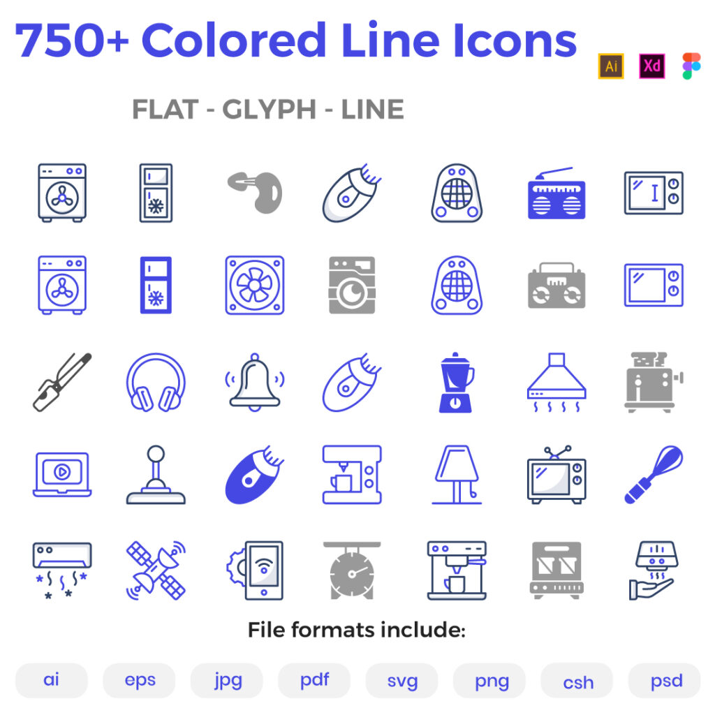 750+ Colored Line Icon - MasterBundles
